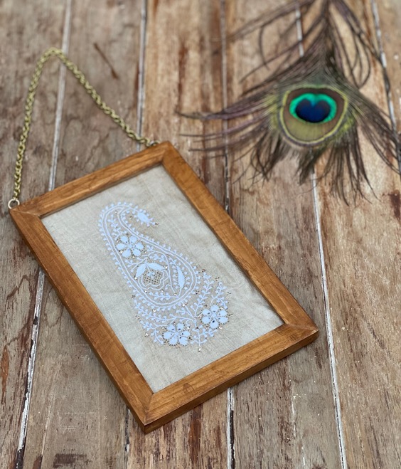 Picture Frame with Chikankari & Mukesh Work - Brio Art House Official ...